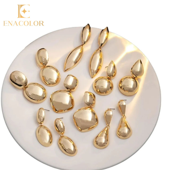 Exaggerated Personality Eelgant Gold Metal Geometric Round Earrings ...