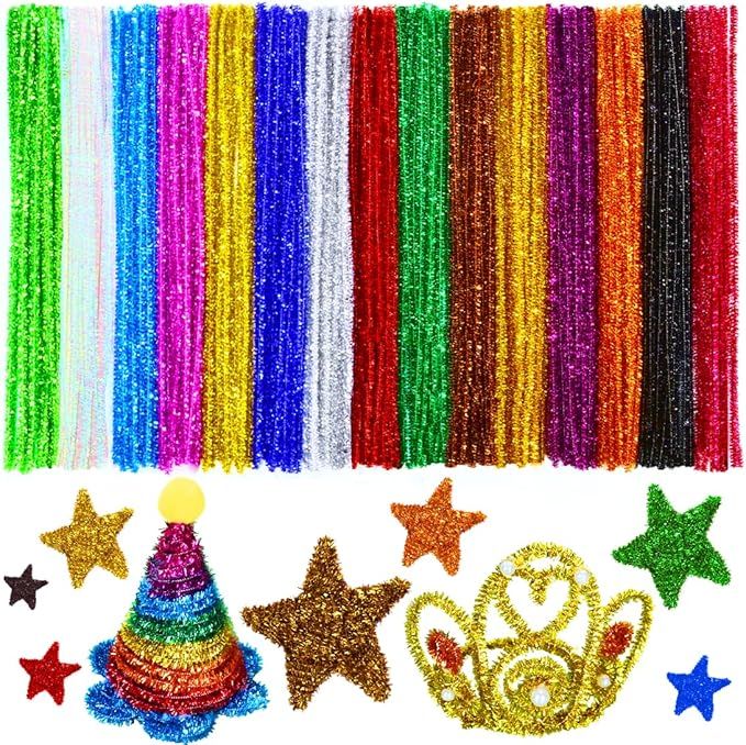 Pack of 50 Pipe Cleaners/ Glitter Sparkle Pipe Cleaners for DIY/ Pipe ...