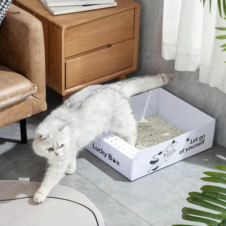 Disposable Cat Litter Box Semi Closed Open Cats Litter Box Litter Tray ...