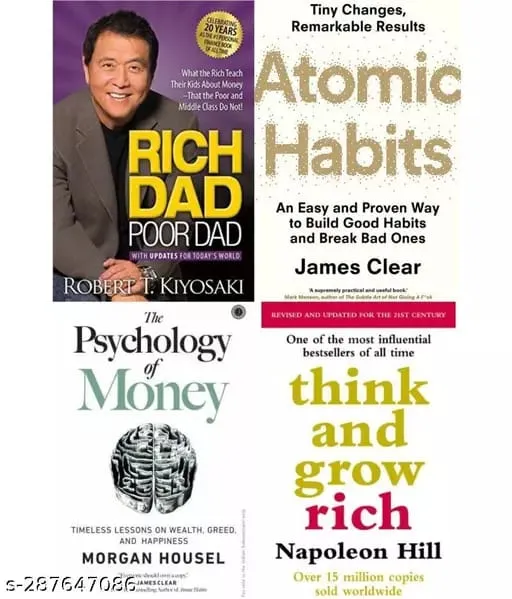 Combo of 4 Books (Rich Dad Poor Dad+The Psychology of Money +Atomic ...