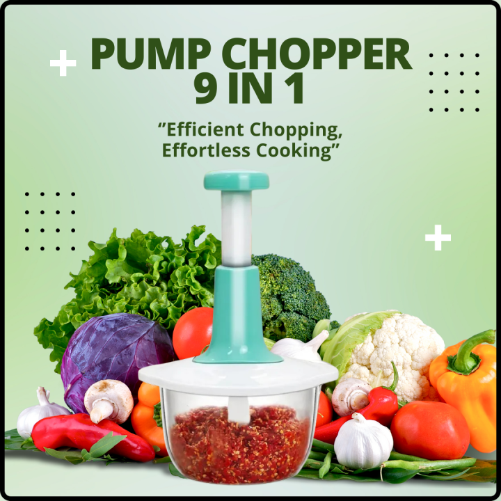 Manual Hand Operated 2000 ml Chopper Pump Action with 4 Blades Food ...