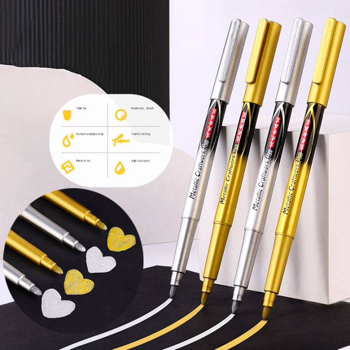 Gold Silver Colour Craft Pen Waterproof Paint Pen Sign Mark Metal Pen ...