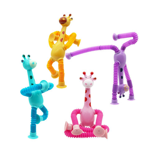 2 Pieces Telescopic Suction Cup Giraffe Toy, Shape Changing Telescopic ...