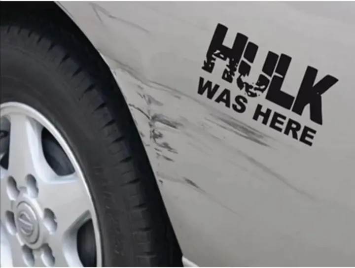 Hulk was here Marvel Stickers 4X4 Dent Damage Funny 10 Inches | Daraz.pk