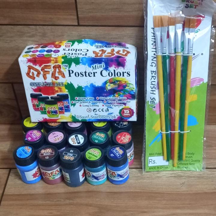 Pack of 15 Poster Multi Colors + 6 Brush / Face Paints / 15 OFA Poster ...