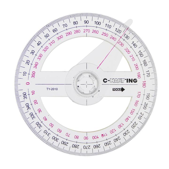 All Circular 10cm Plastic 360 Degree Pointer Protractor Ruler Angle ...