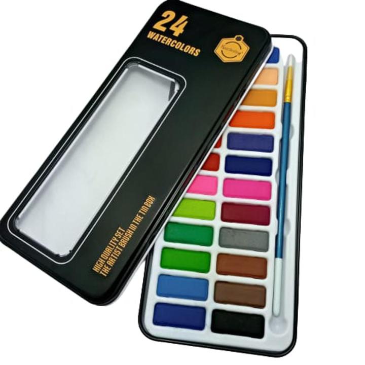 KeepSmiling Solid Water Color Watercolor Paint Set With Black Tin Box ...