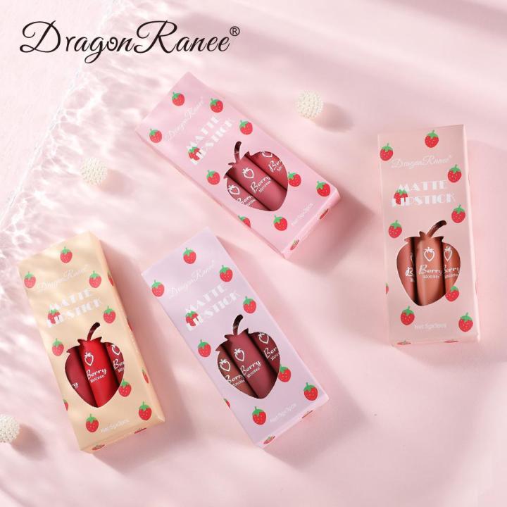 Dragon Ranee 3Pcs Strawberry Matte Liquid Lipstick Set Matte DR40 ...