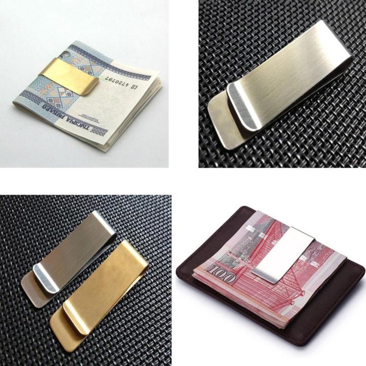 Stainless Steel Brass Banknote Holder Credit Card ID Cash Wallet Money ...