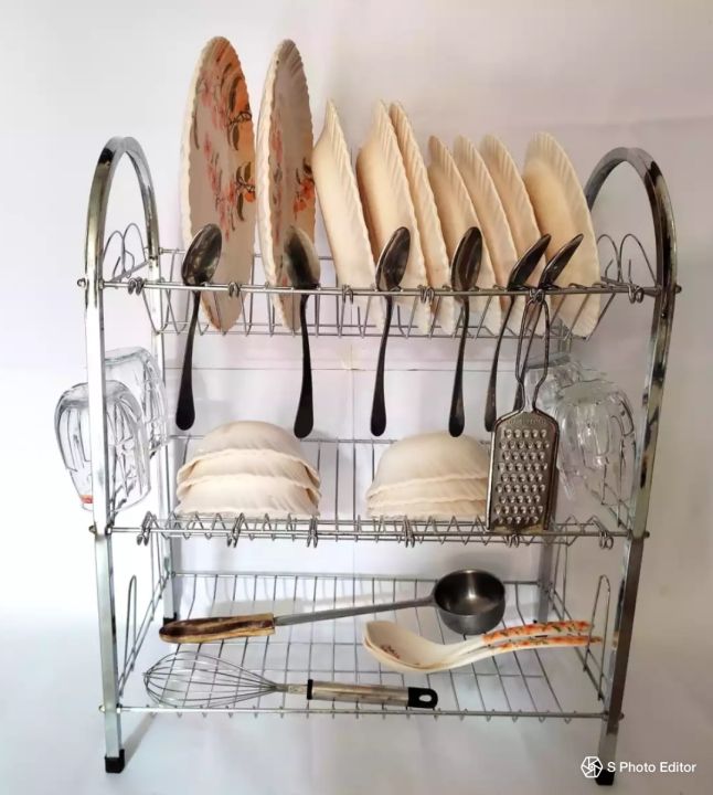 Pure stainless steel pot rack/ kitches stand/ crockery stand 3 layers ...