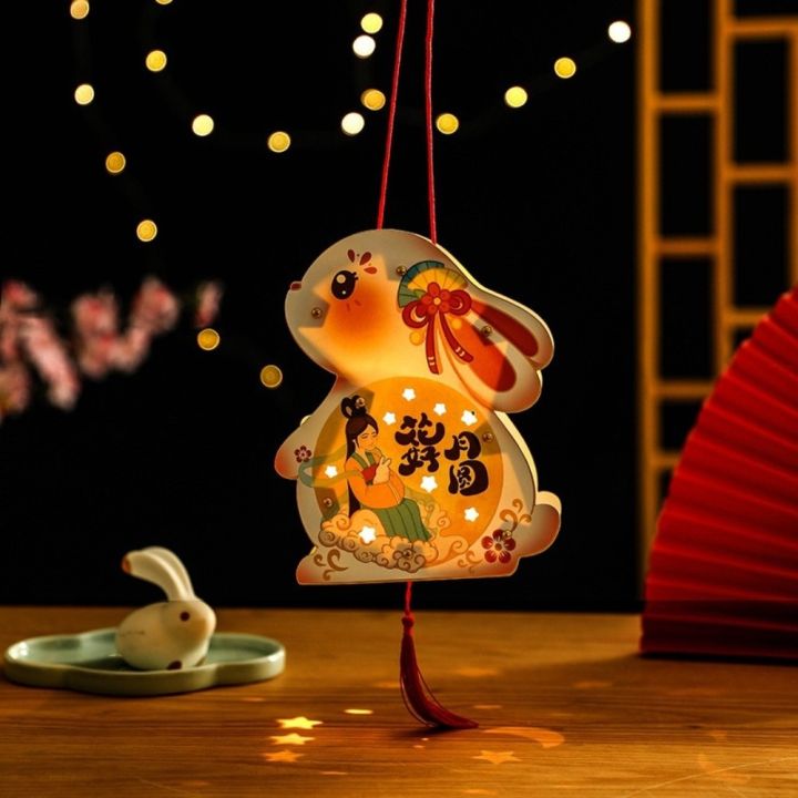 Luminous Rabbit Cartoon Lantern DIY PVC Mid-Autumn Festival Lantern ...