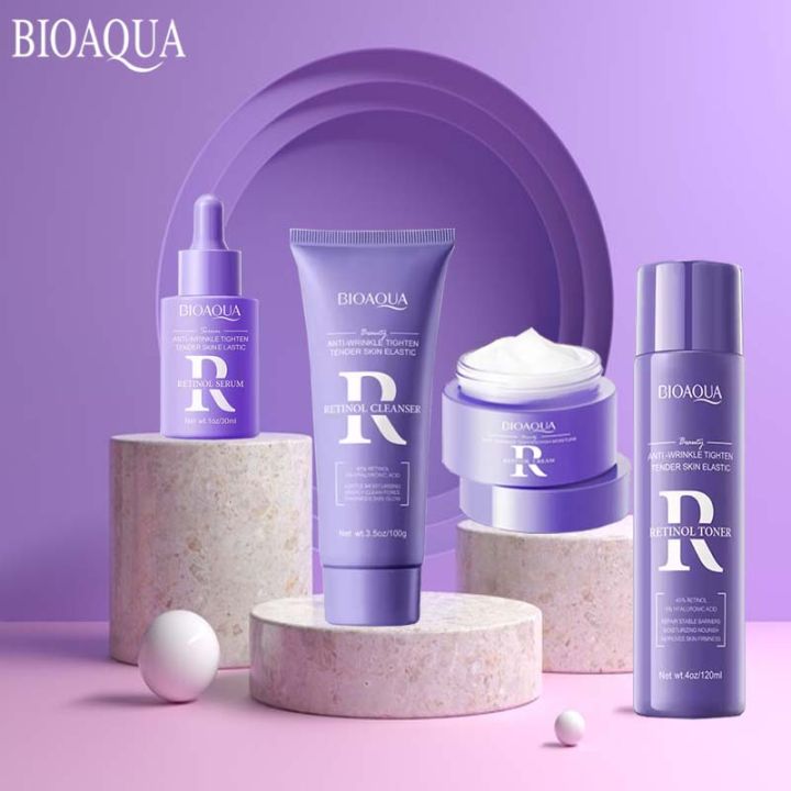 BIOAQUA Retinol 4 Pcs Facial Series Cleansing Removing Residual Anti ...