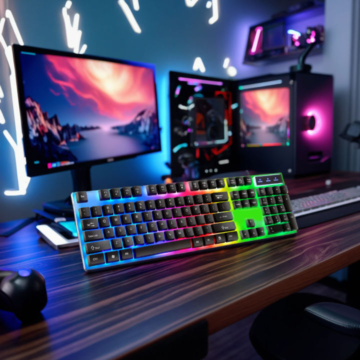 C18 Rainbow Luminous Mechanical Feel Gaming Keyboard | Daraz.pk