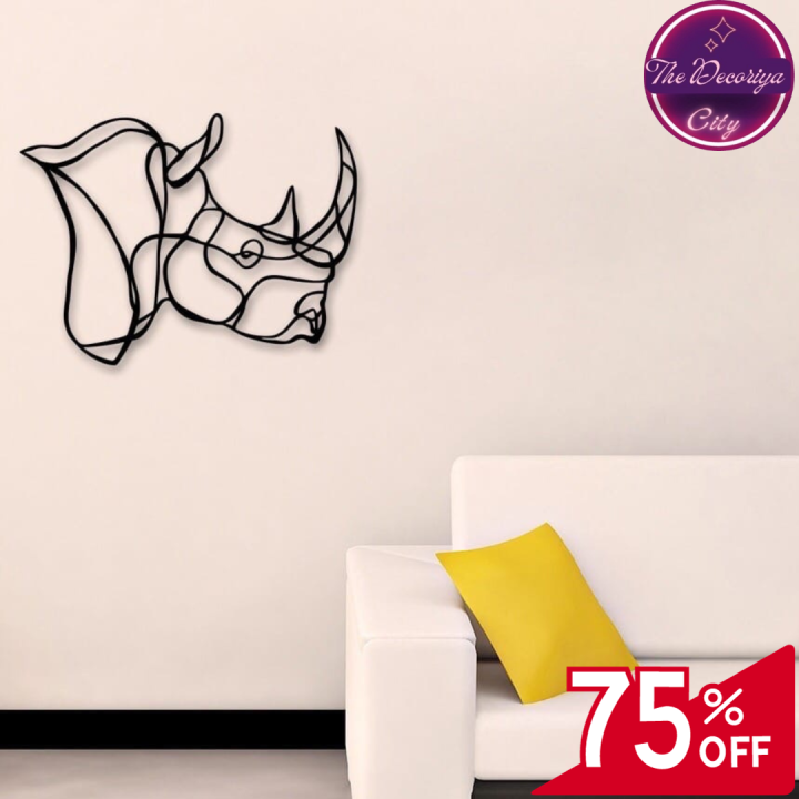 The Decoriya City - Rhinoceros Animal Head Vinyl Wall Sticker | Rhino ...