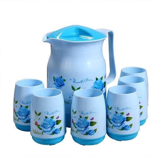 Plastic Water Set 7 Pcs Hot & Cold Insulated Water Jug & 6 Glasses ...