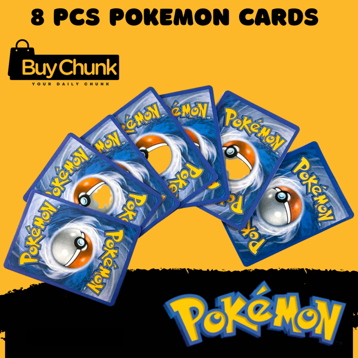 8 PCS Pokémon Cards Pack – Collectible English Trading Cards - Original ...