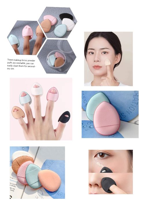 Pack of 8 - Mini Finger Powder Puff 4 pcs Finger Makeup finger beauty ...