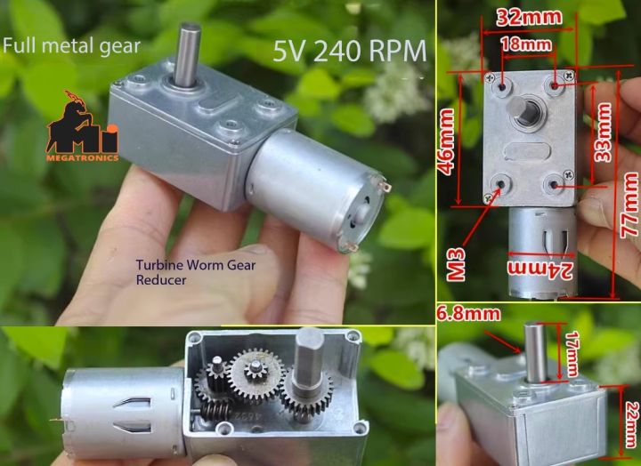 worm gear motor 370 motor 5V 240rpm 3V to 8V self locking motor | Daraz.pk