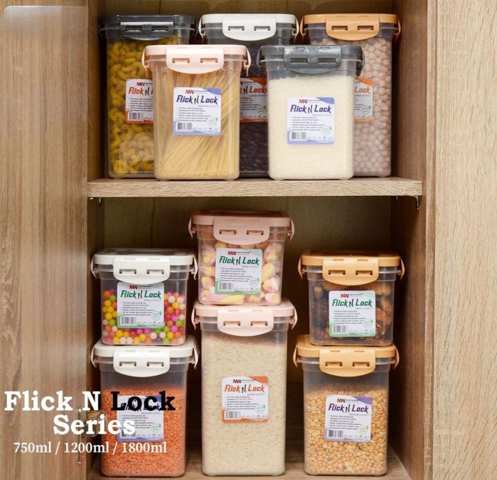 Flick N Lock Airtight Jar – Small (750ml), Medium (1200ml), Large ...