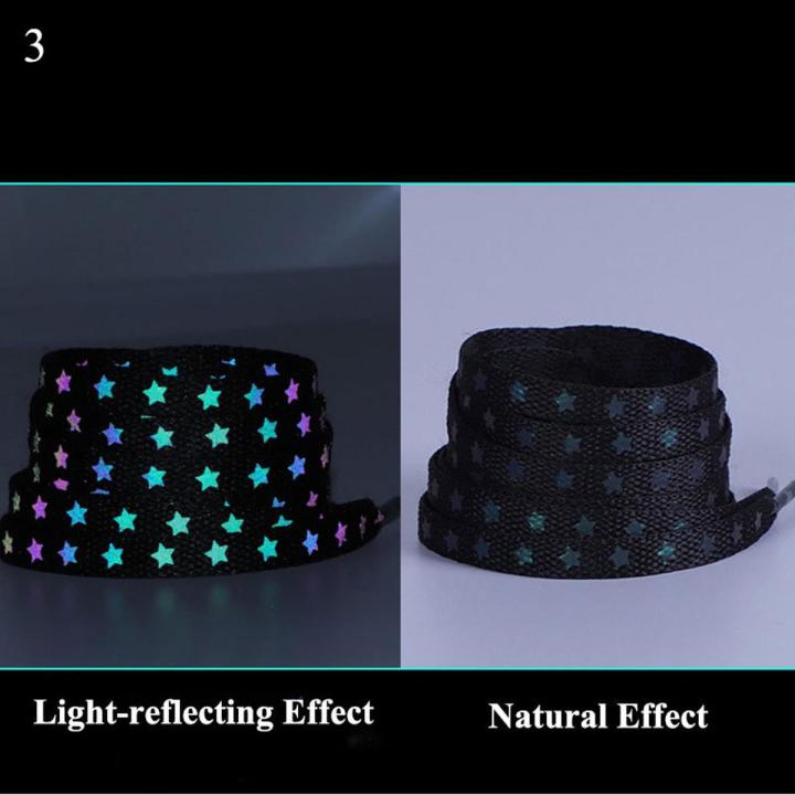 Flat Reflective Shoes Laces 1 Pair Shoes Rope Shoe Tie Five-pointed ...