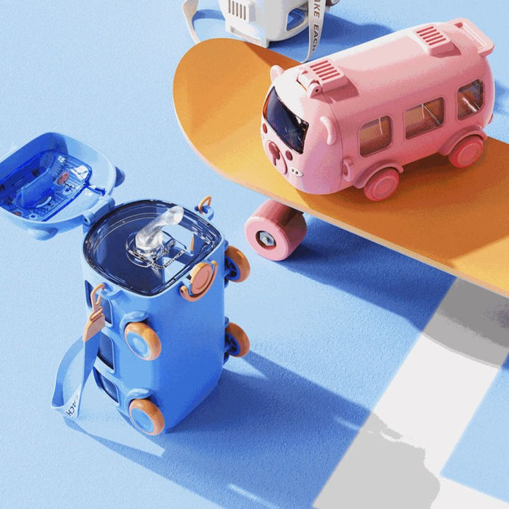 Dazzin - Bus Shaped Water Bottle For Kids - Leak-proof School Bus Water ...
