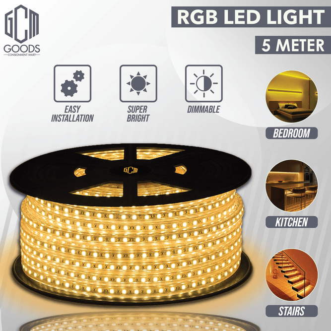 LED Strip Light, 5 Meter Red Flexible Rope Led Strip with Adapter ...