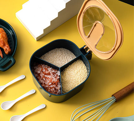 4 In 1 Partition Kitchen Seasoning Box Masala Box Set 4 Grid Portion ...