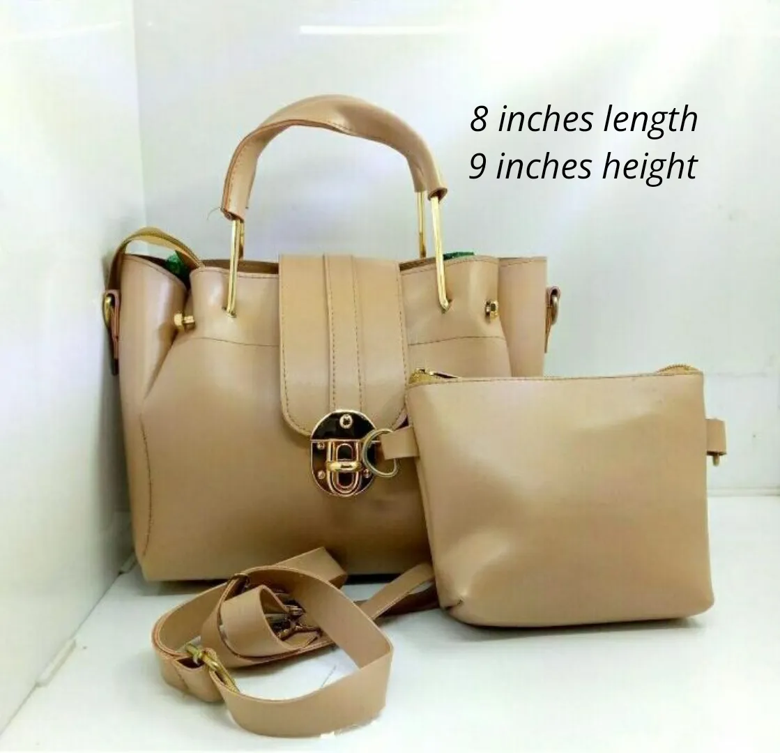 Ladies Soft PU Leather Handbag with Small Carry Pouch and Adjustable ...