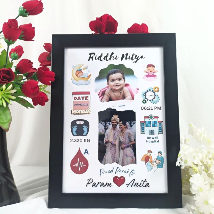 Customized Baby Birth Photo Frame Baby Birth Details Memory Frame ...