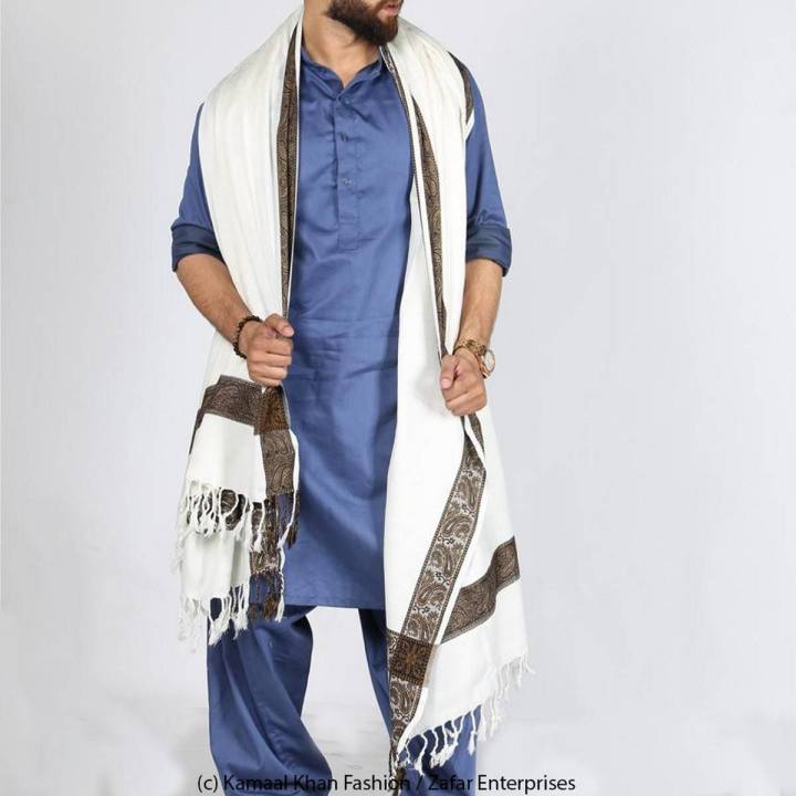 White Baghdadi Iraqi Style 4 Border Chadder Shawl Dastaar For Men SHL ...