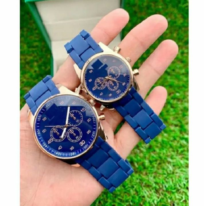 Pack of 2 Couple Pair Rubber Chain Watch | Couple Watches | Daraz.pk