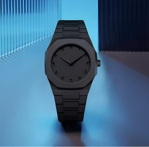 Aura Quartz Watch Black Lightweight Design Arabic Dial Black Aura ...