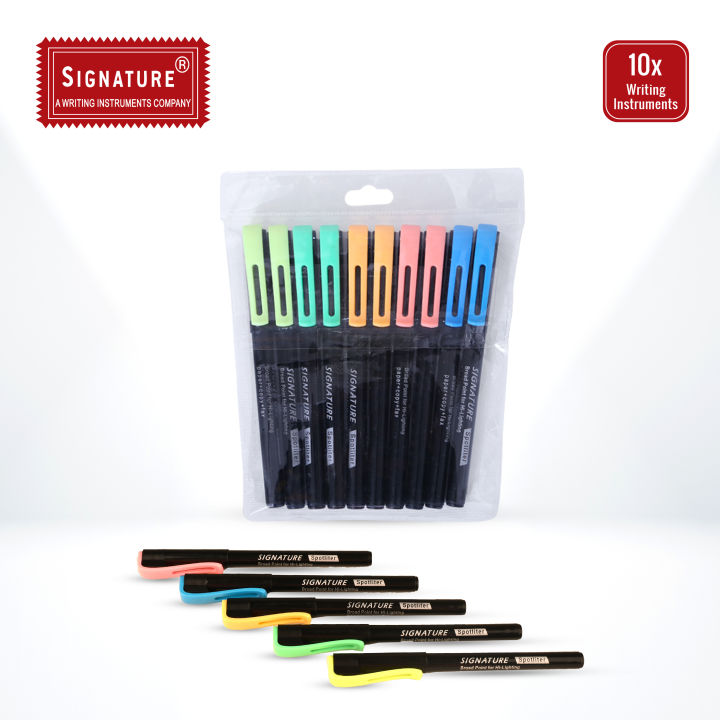 Pack of 10 Signature Spotliters (Smart Highlighters in Multiple Ink ...