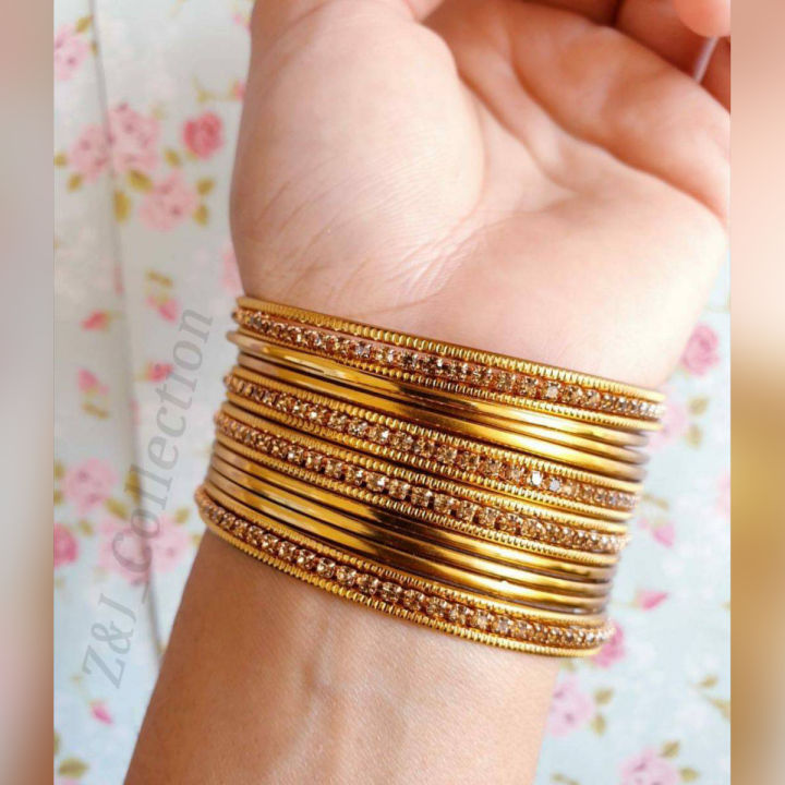 Golden Colour Bangles sizes 2.4 and 2.6 Daraz.pk
