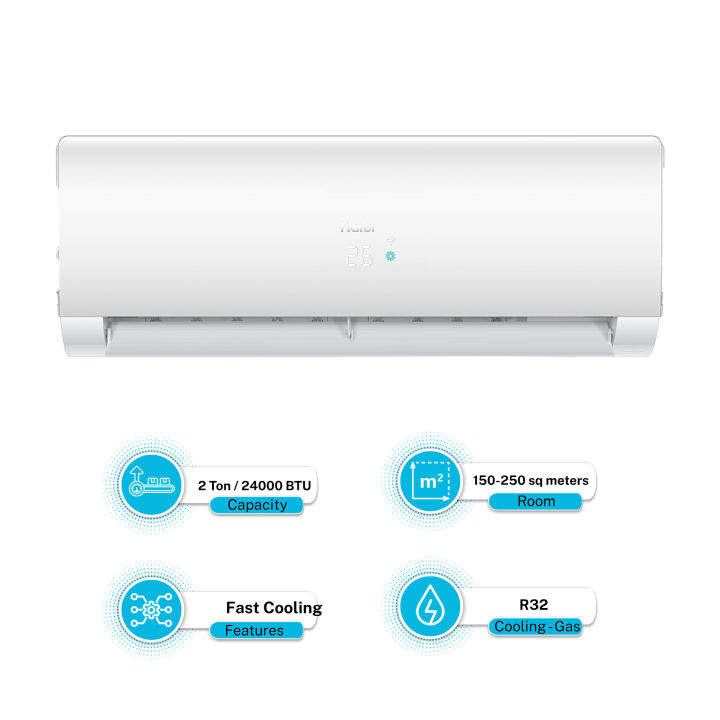 Haier 2 Ton AC Turbo Cool 47 % Fast Cooling Long Air Throw Pure Copper ...