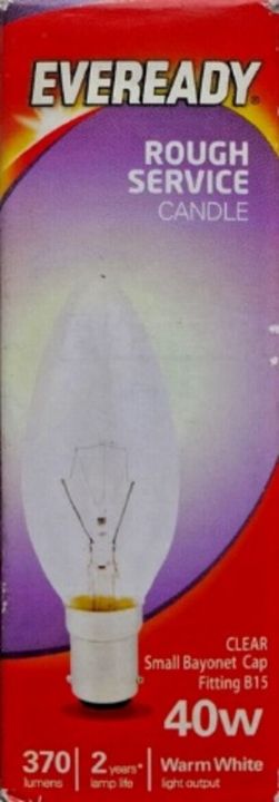 Eveready Rough Service 40W B22 Bayo net Candle Bulb – Warm White 2700K ...