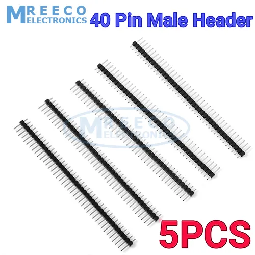5PCS 40 Pin Single Row Male 2.54mm Breakable Pin Header Connector Strip ...