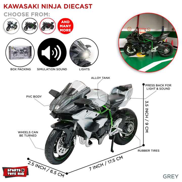 Diecast Kawasaki Ninja H2R Bike Alloy Model Kids Toy, Die Cast Two ...