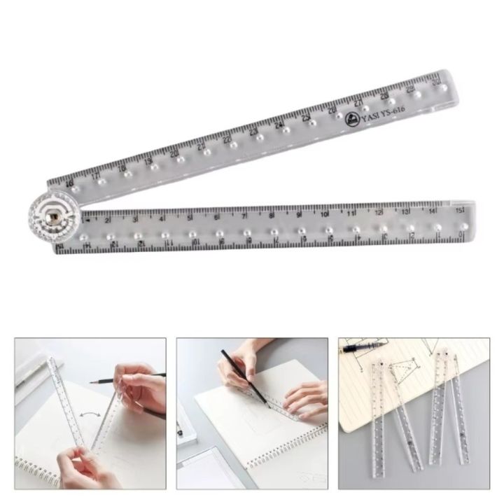 Creative Portable Acrylic Ruler 30cm Length Transparent Folding Ruler ...