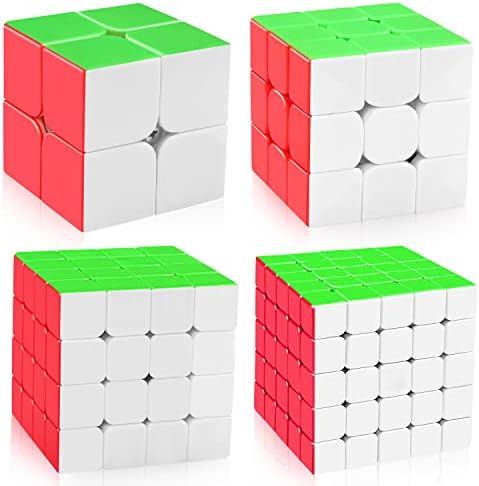 Bundle of 4 Rubik's Cubes (2x2, 3x3, 4x4, 5x5) - Stickerless Puzzle ...