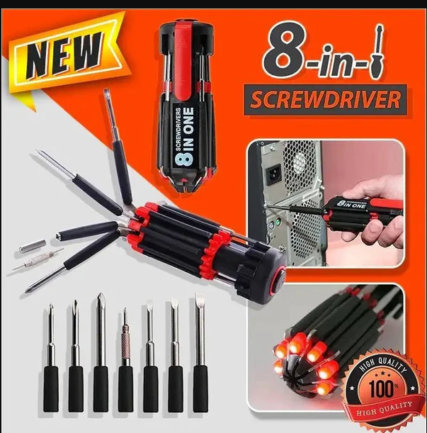 Screwdriver Set 8 in 1 Multi Screwdrivers Set Powerful Torch Kit 8 in ...