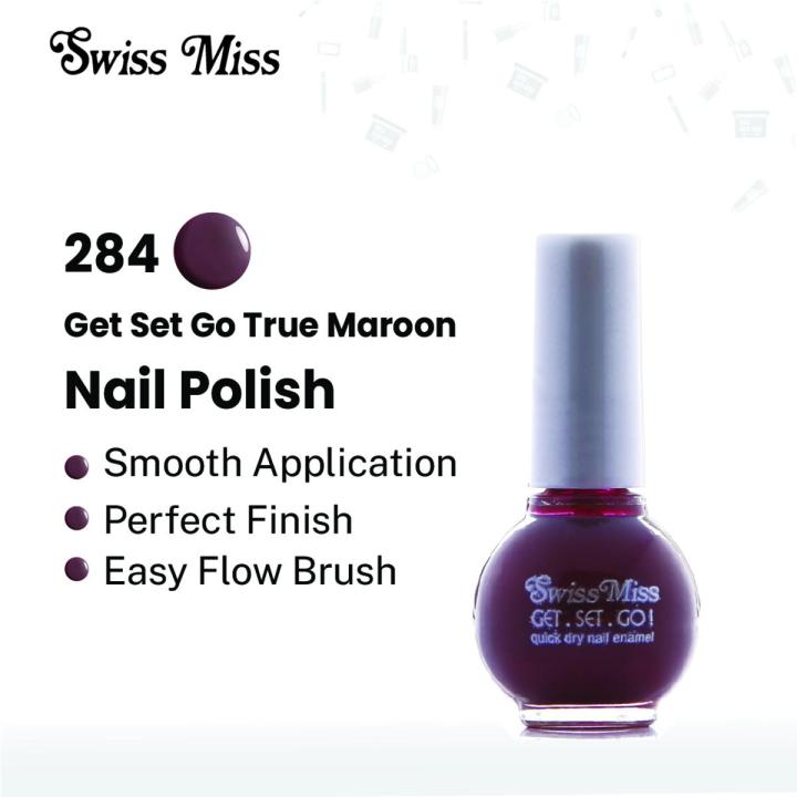 Swiss Miss Nail Polish Get Set Go True Maroon (284) | Daraz.pk