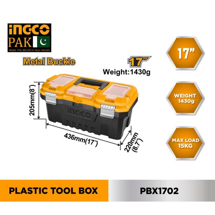 INGCO - 17" Plastic Tool Box (with metal buckle) | Daraz.pk