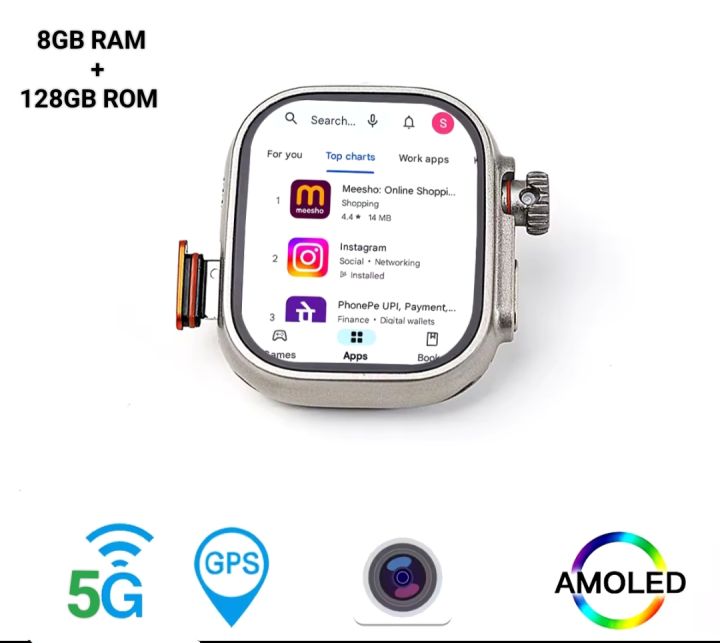 AMOLED Ultra Android Smart Watch 5G/4G SIM, card Wifi Compass NFC GPS ...