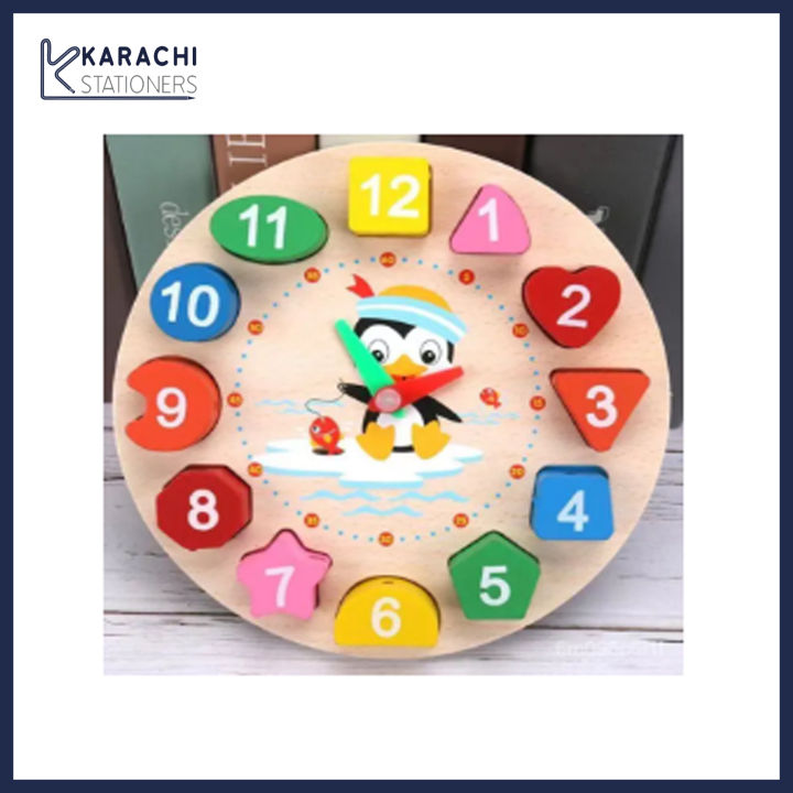 Wooden Colorful 12 Digital Clock Toy Wood Toy 3D Puzzle Wooden Beaded ...
