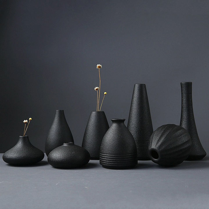 Modern Black Ceramic Flower Vase Centerpieces Office Desktop Decoration ...