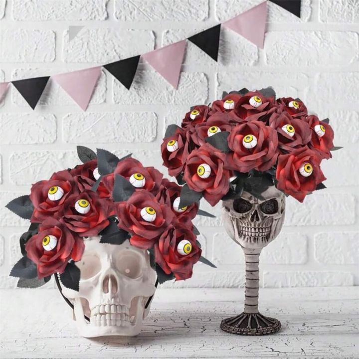 Flower Arrangement Black Red Roses Artificial Roses Scary Eyeball ...