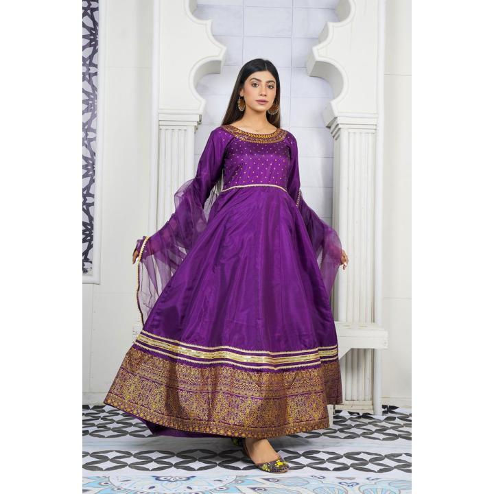 Raas Pret Fully Block Print Frock With Heavy Border And Dupatta With ...