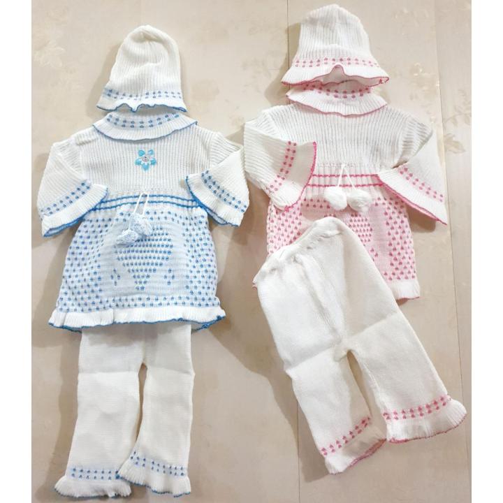 wool frock set for baby girls 3 piece | Daraz.pk