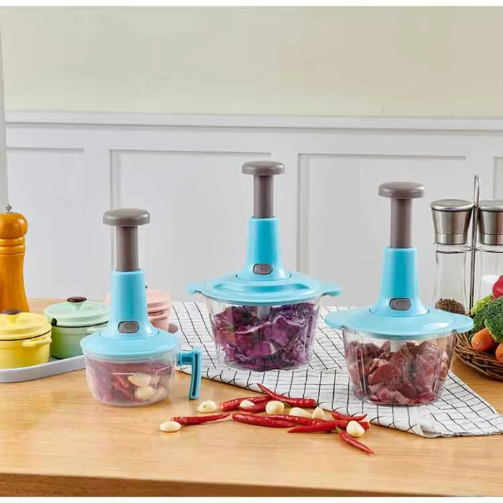 Manual Hand-Operated push Chopper - 1500ml Pump Action Food Processor ...